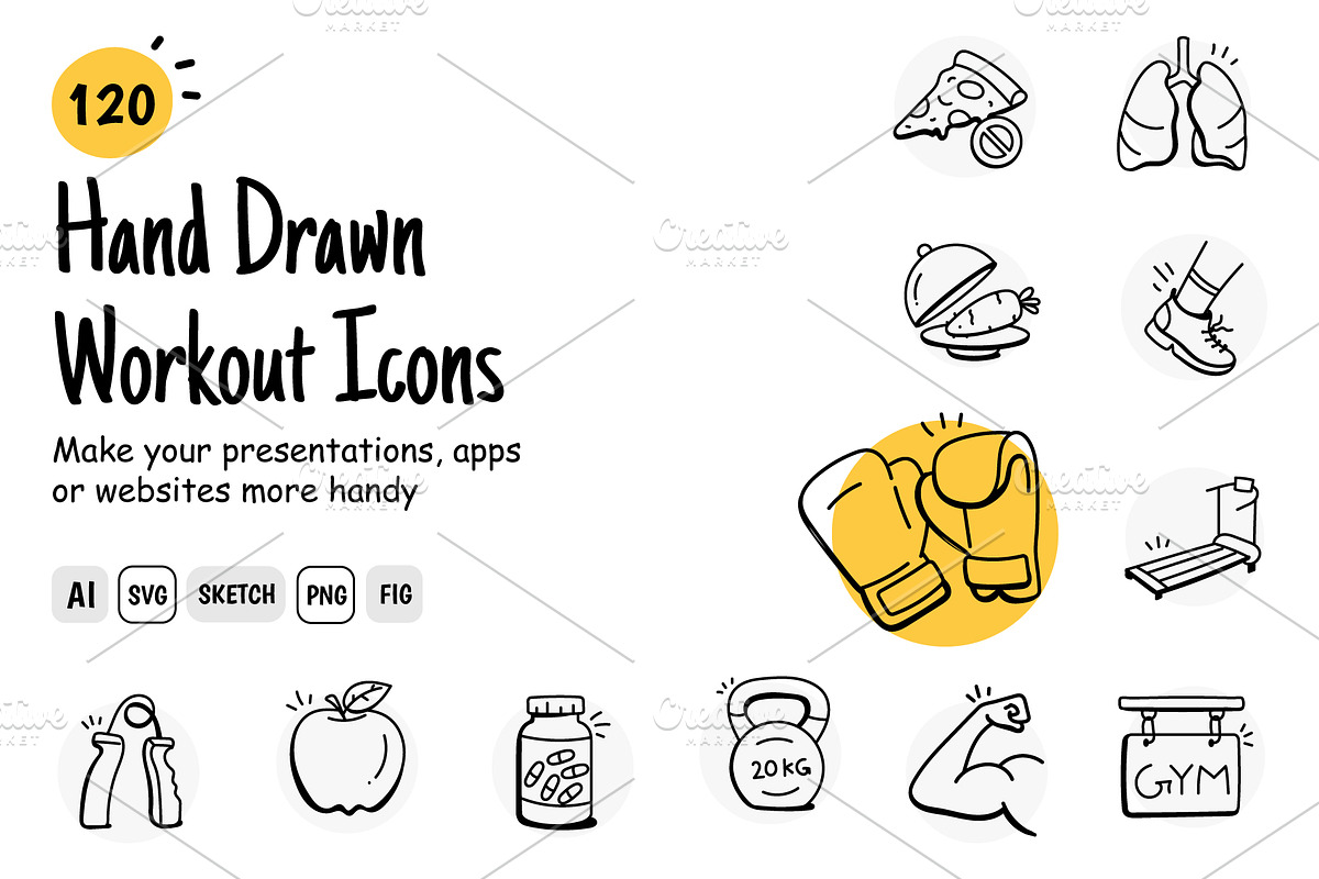 Hand Drawn Workout Icons