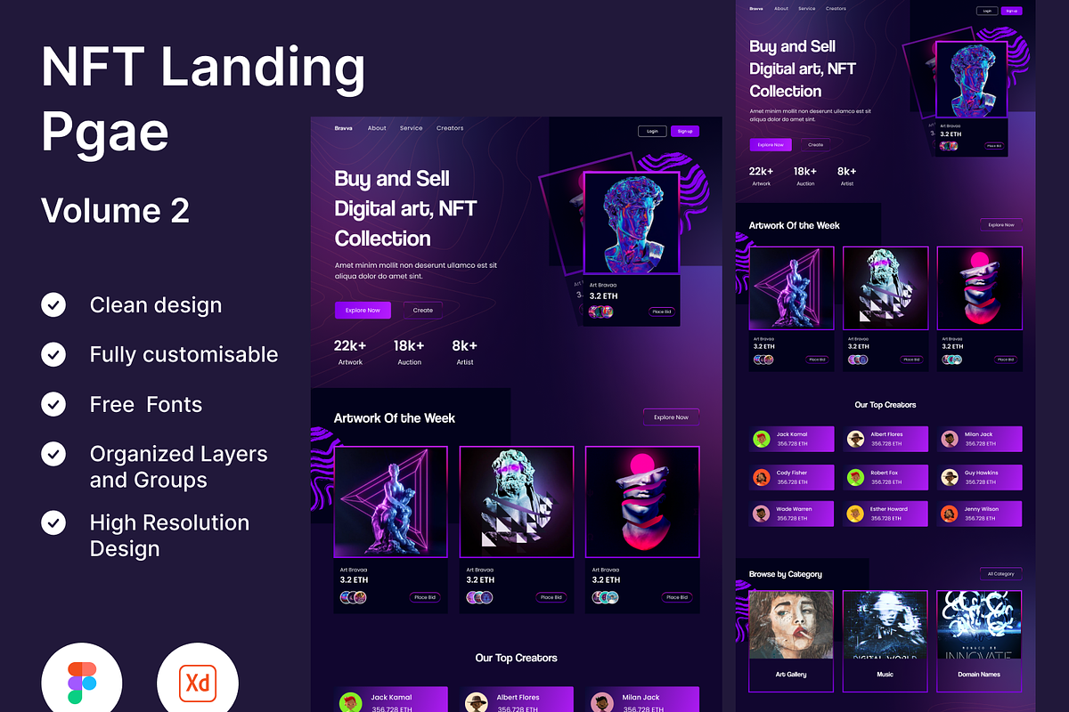 NFT Landing Page, a Landing Page Template by Ahmed Rubel