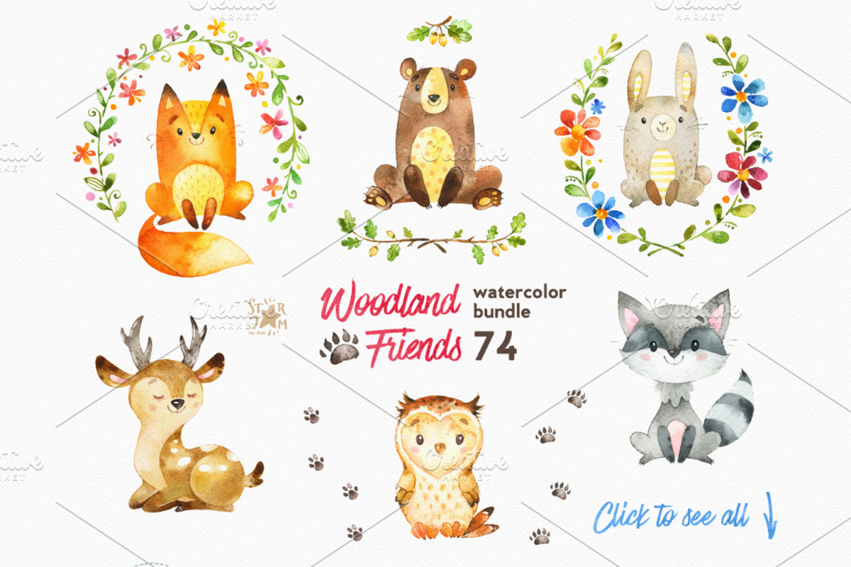 Woodland Friends. Watercolor bundle, an Animal Illustration by StarJam