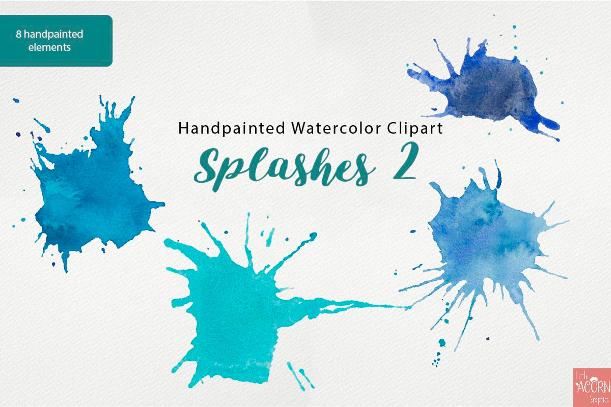Watercolor Clipart Paint Splashes 2, an Illustration by LittleAcornGraphics