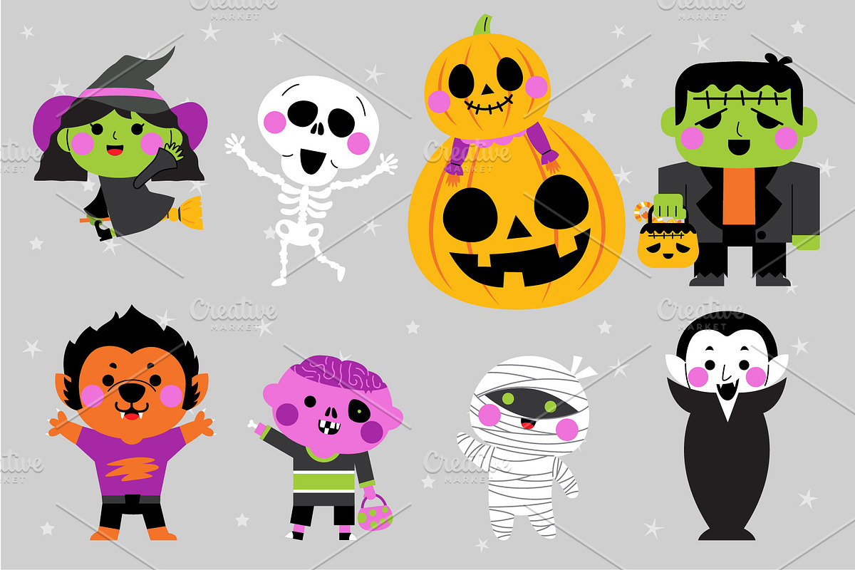 Halloween Character set, an Illustration by faitotoro