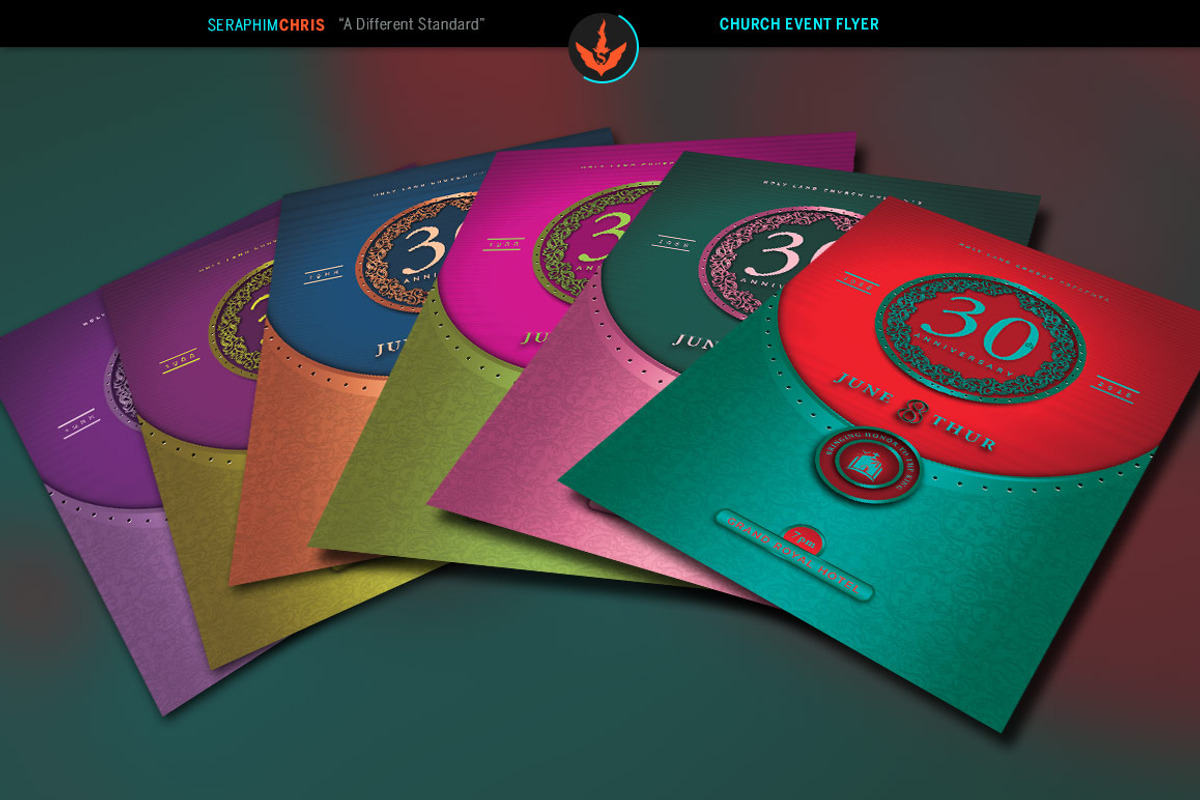Gold and Violet Anniversary Flyer, a Flyer Template by SeraphimChris