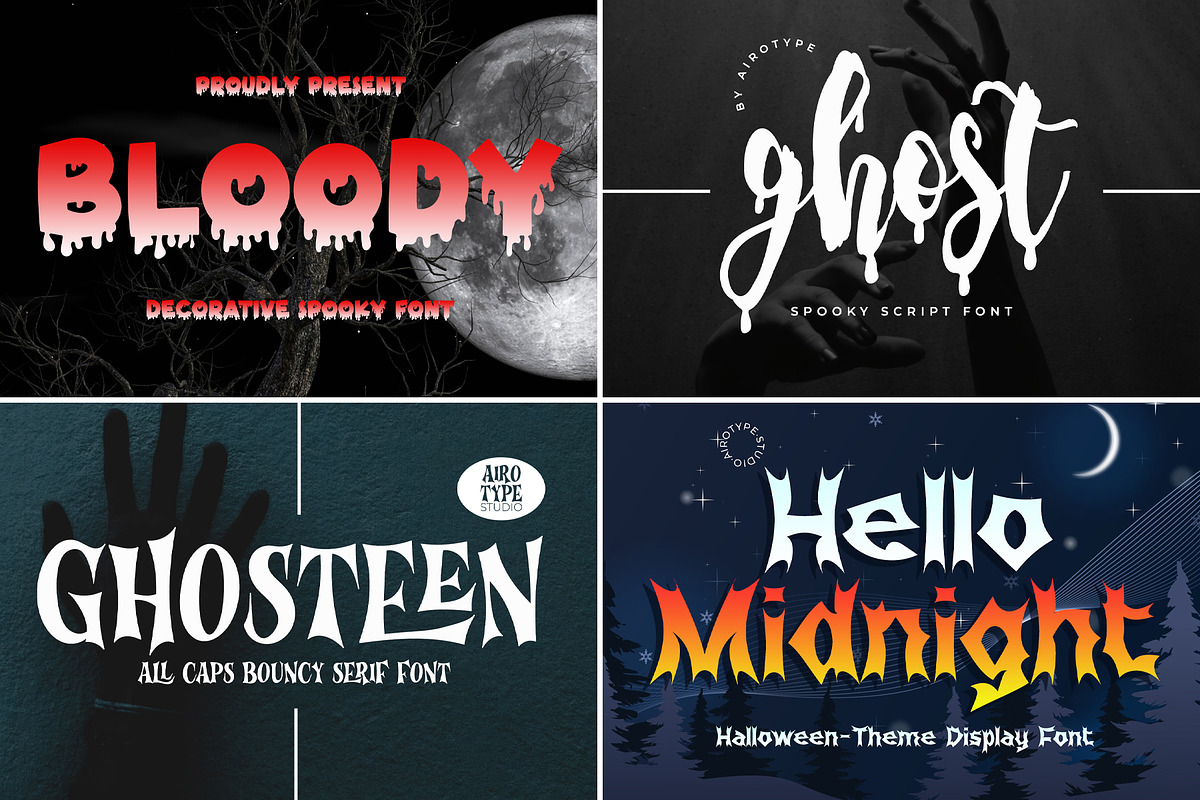 Halloween Font Bundle 8 Spooky Fonts
