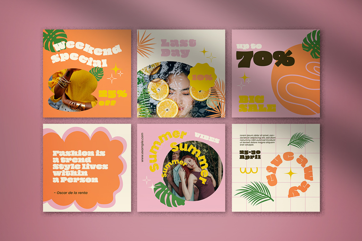 Summer Instagram Pack, a Social Media Template by graphicook
