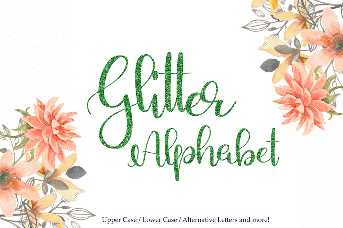 Green glitter alphabet clipart, an Object Graphic by PeDe Designs