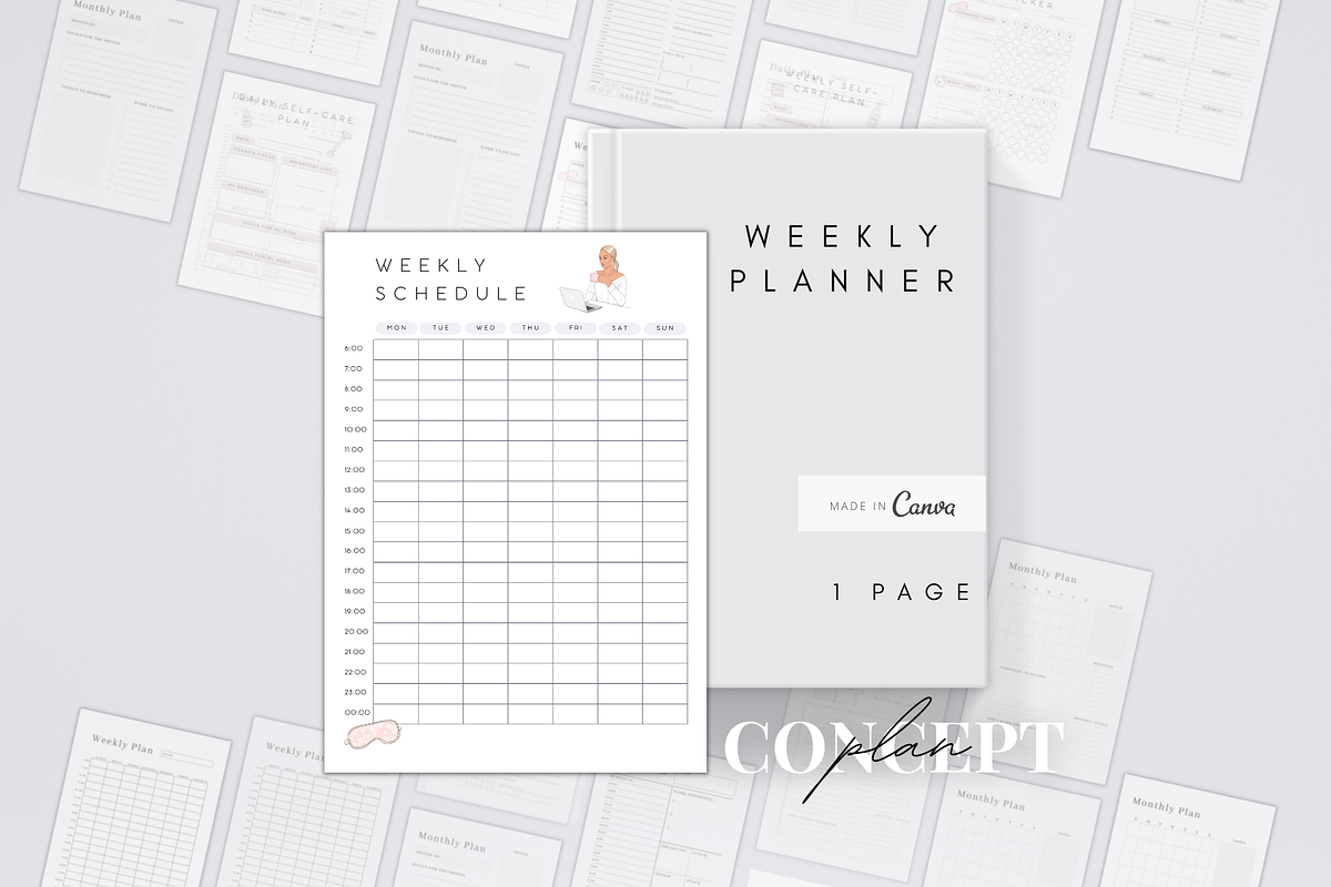 Weekly Schedule Printable Page Canva, a Stationery Template by BRANDcontent