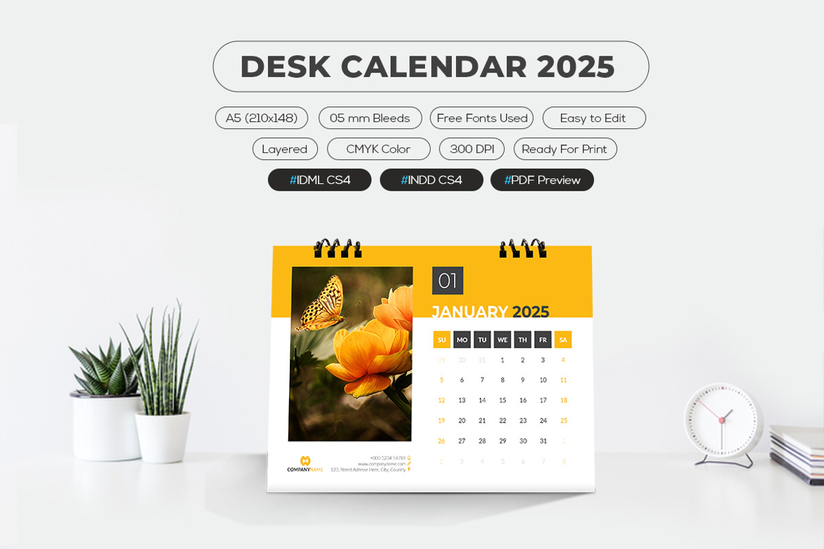 A5 Size Desk Calendar 2025