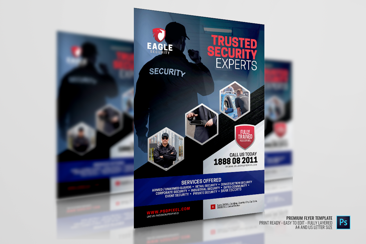 Security Services Company Flyer, a Flyer Template by PSDPixel