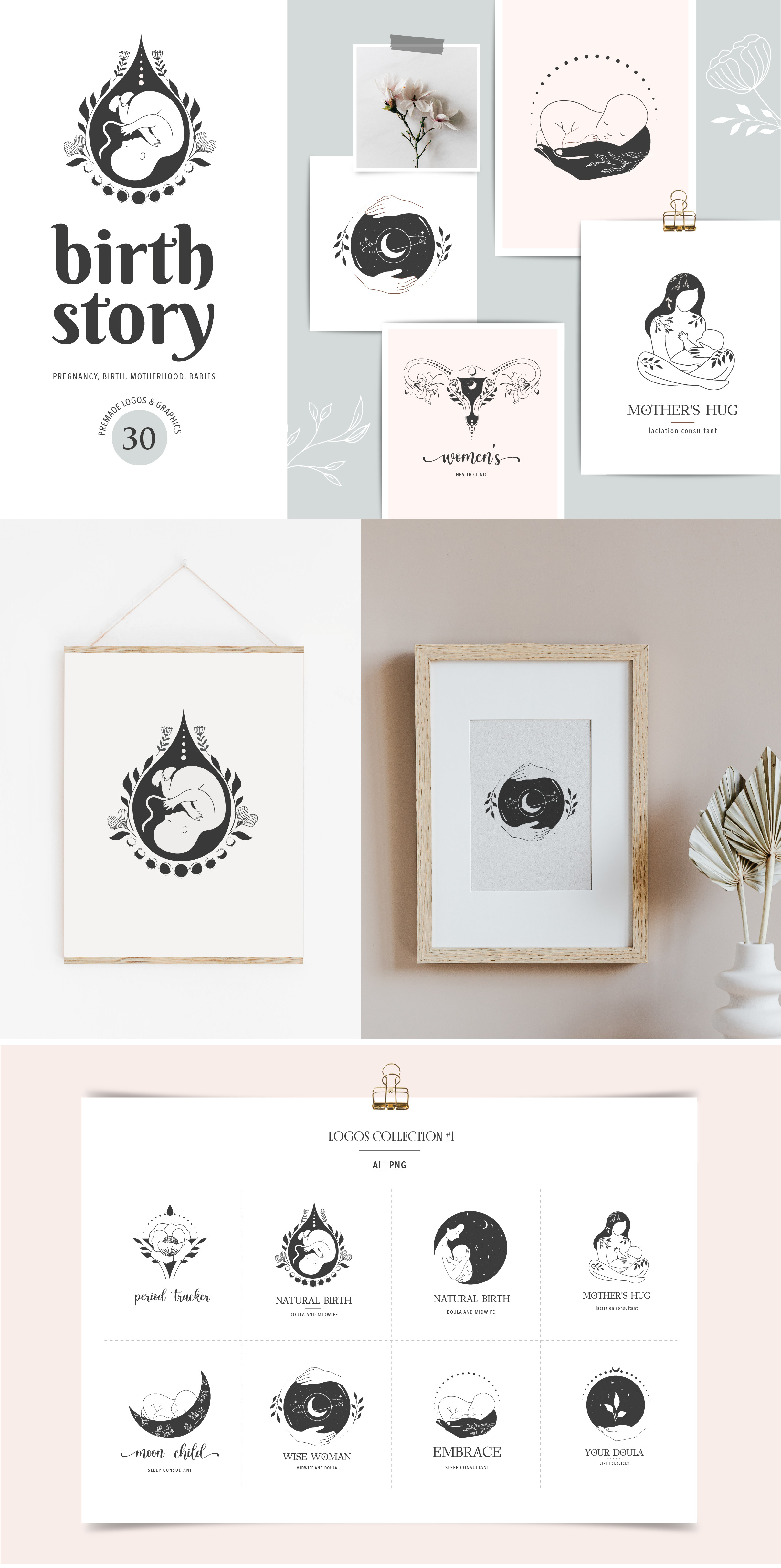 Birth story - collection of logos, a Branding & Logo Template by Marish