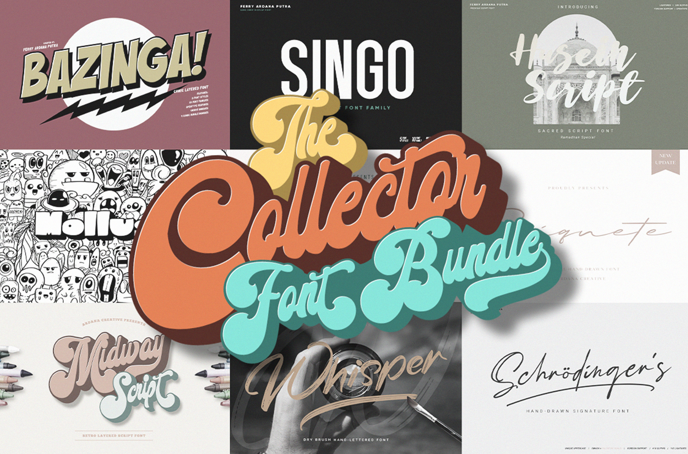 The Collector | Layered Font Bundle, a Script Font by Ardana Creative