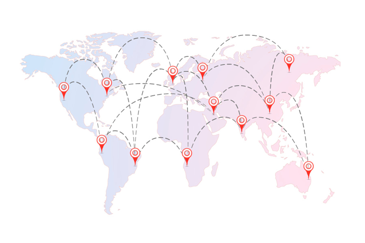 Air routes on the world map, a Technology Illustration by BestPics