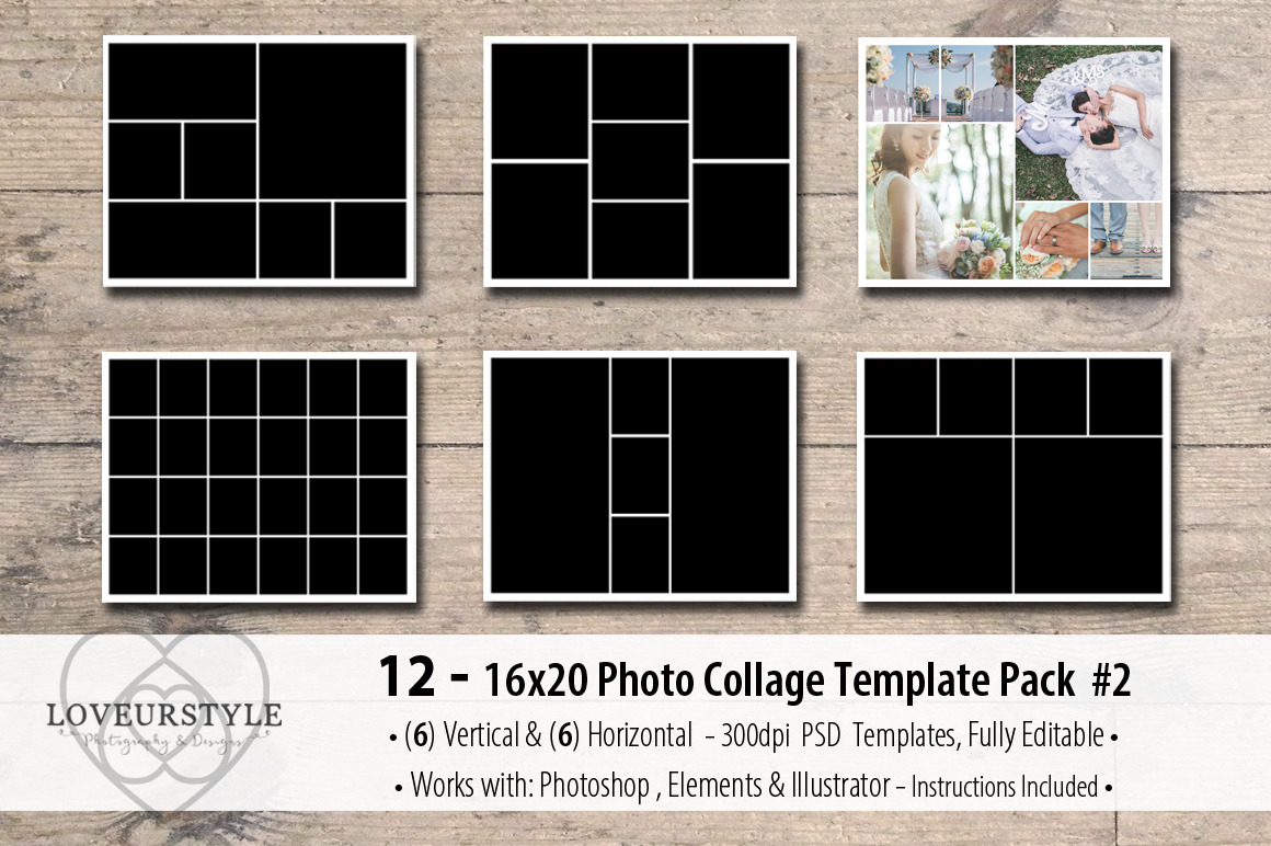 16x20 Photo Template Pack 2, a Marketing Template by Loveurstyle Designs