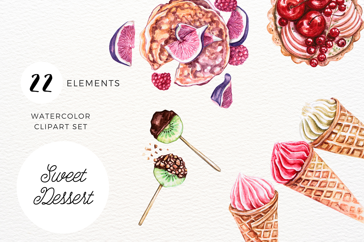 Sweet Dessert in Watercolor, a Food Illustration by ArtbyHien