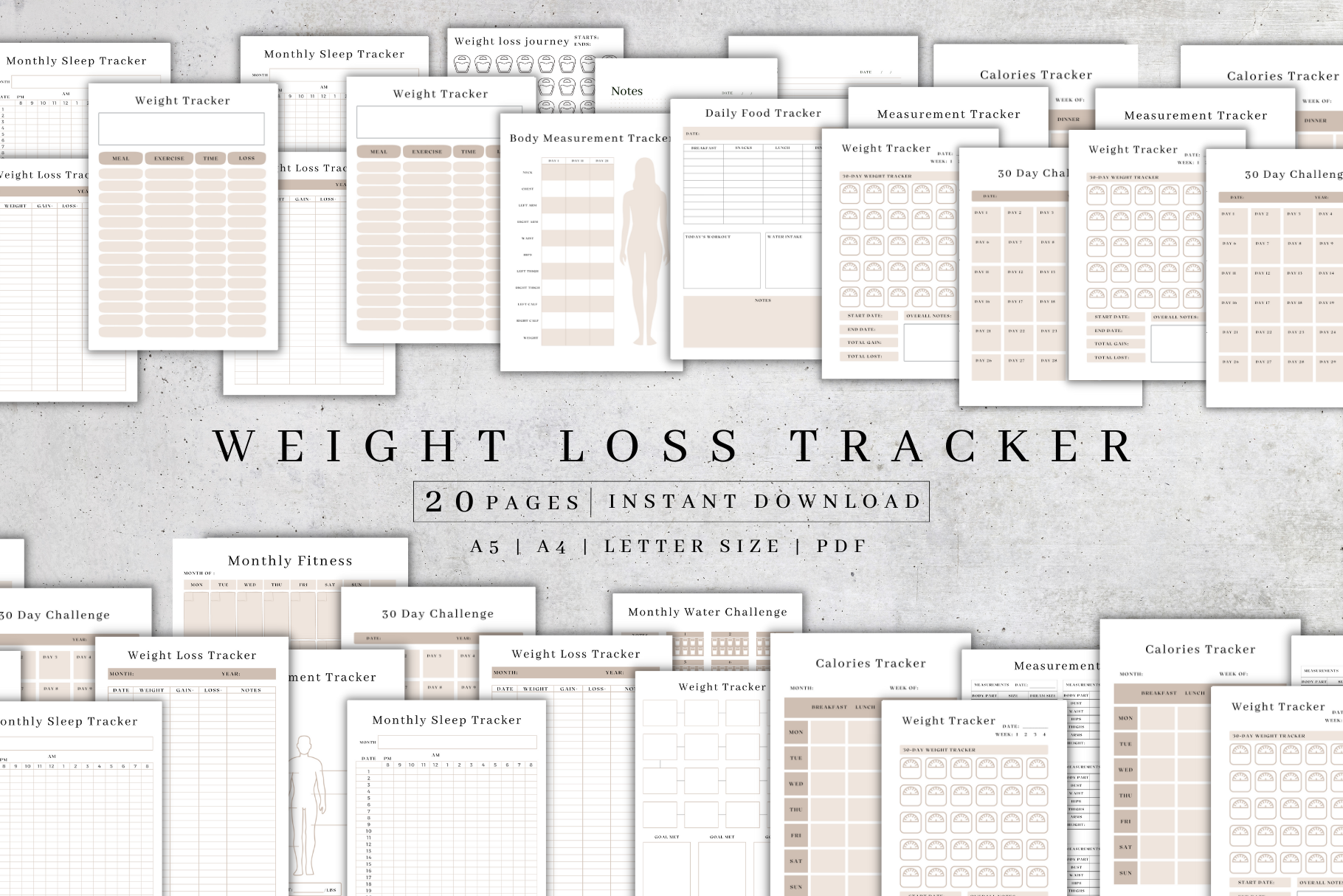 Weight Loss Tracker Printable A5/A4, a Stationery Template by ...