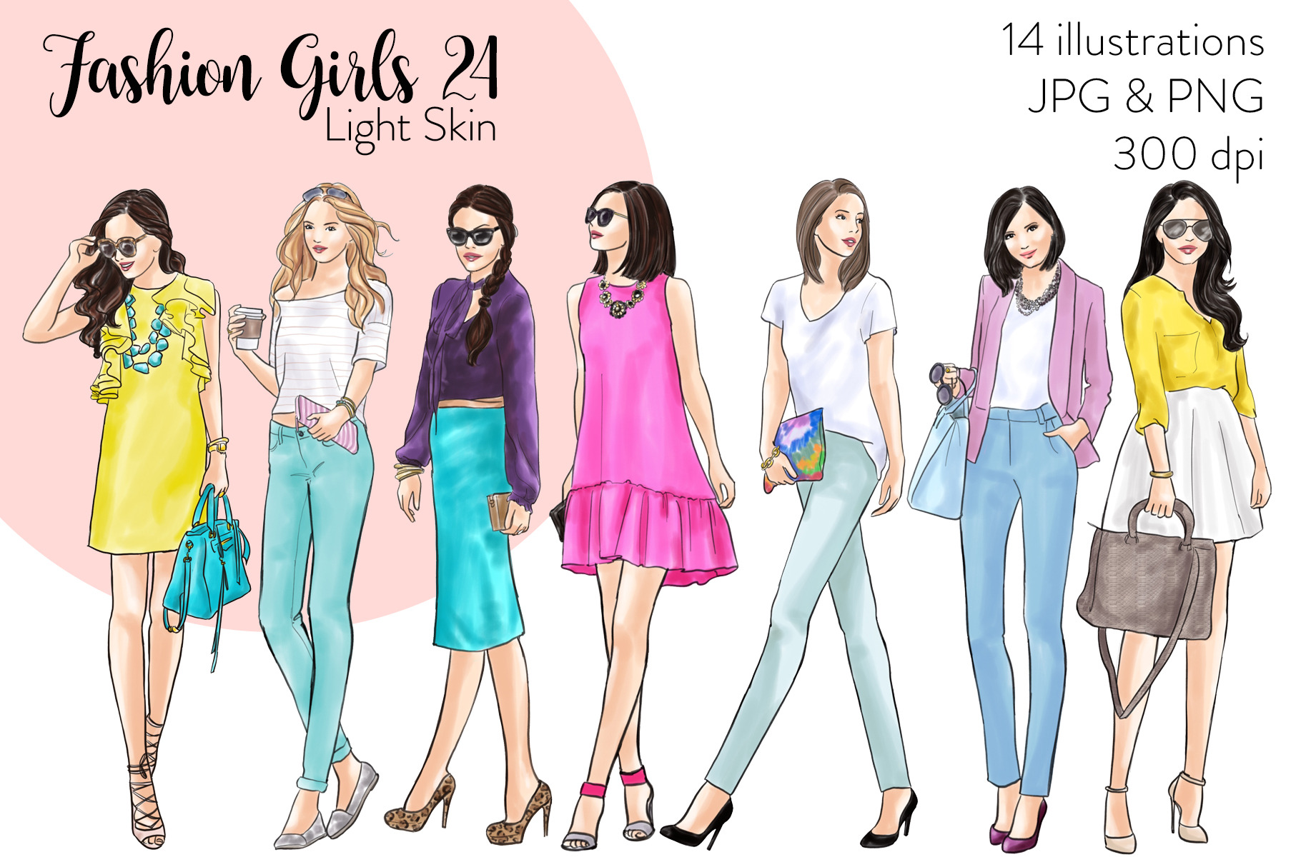 Fashion Girls 24 - Light Skin, an Illustration by Parinaz Wadia Design