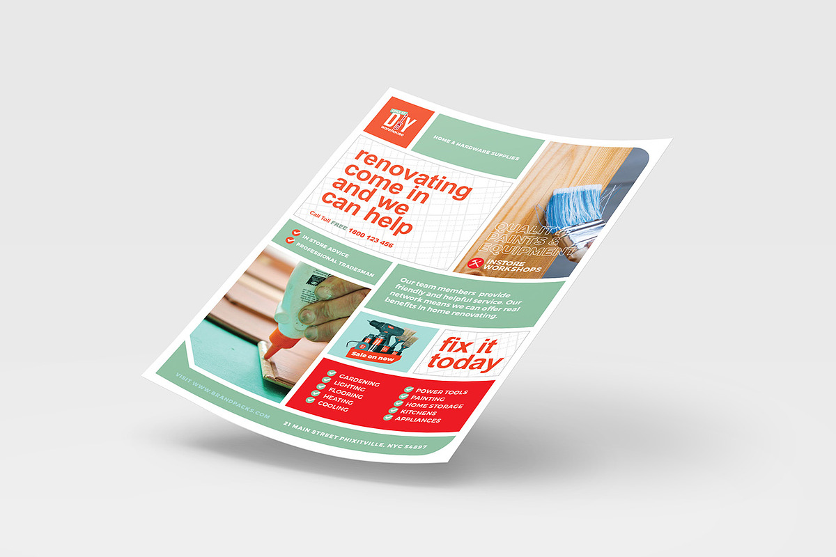 A4 DIY Tool Supply Poster Template, a Flyer Template by BrandPacks