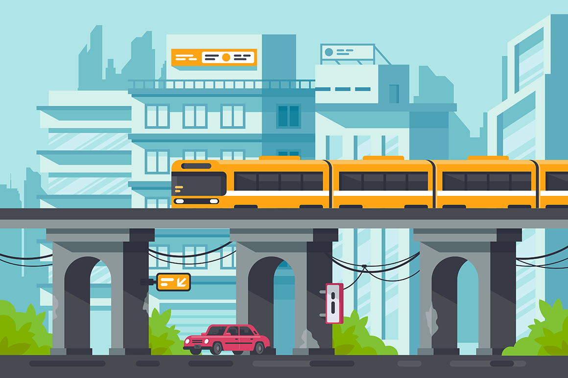 Metro with electric train, an Object Illustration by Evanat ...