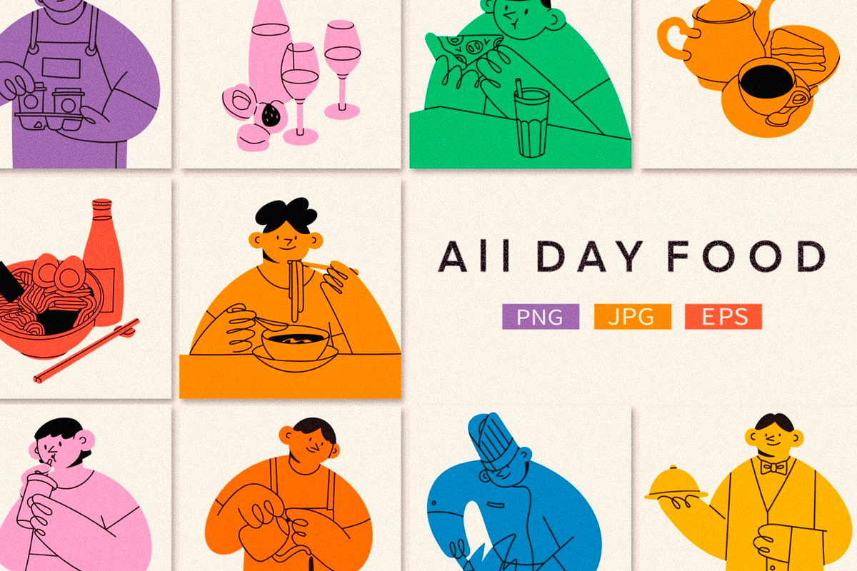All day food, a Person Illustration by Twisted Tail