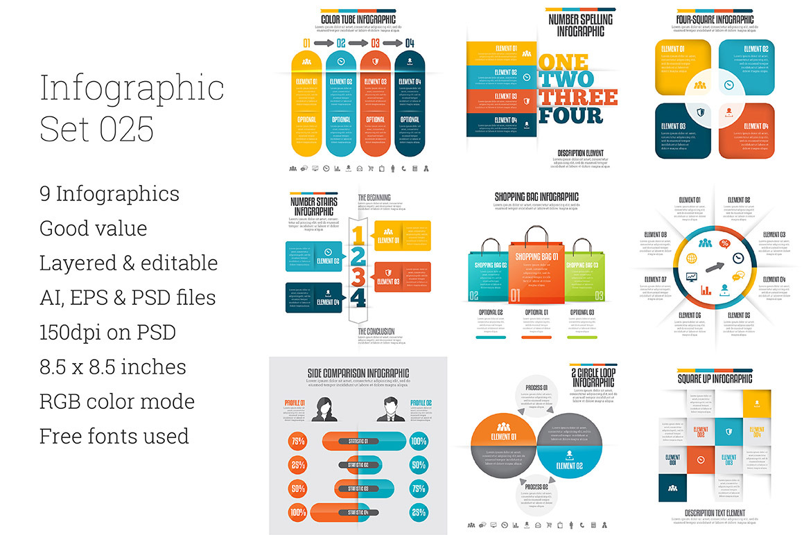Infographic Set 25, a Templates & Theme by h.utomo | Creative Market