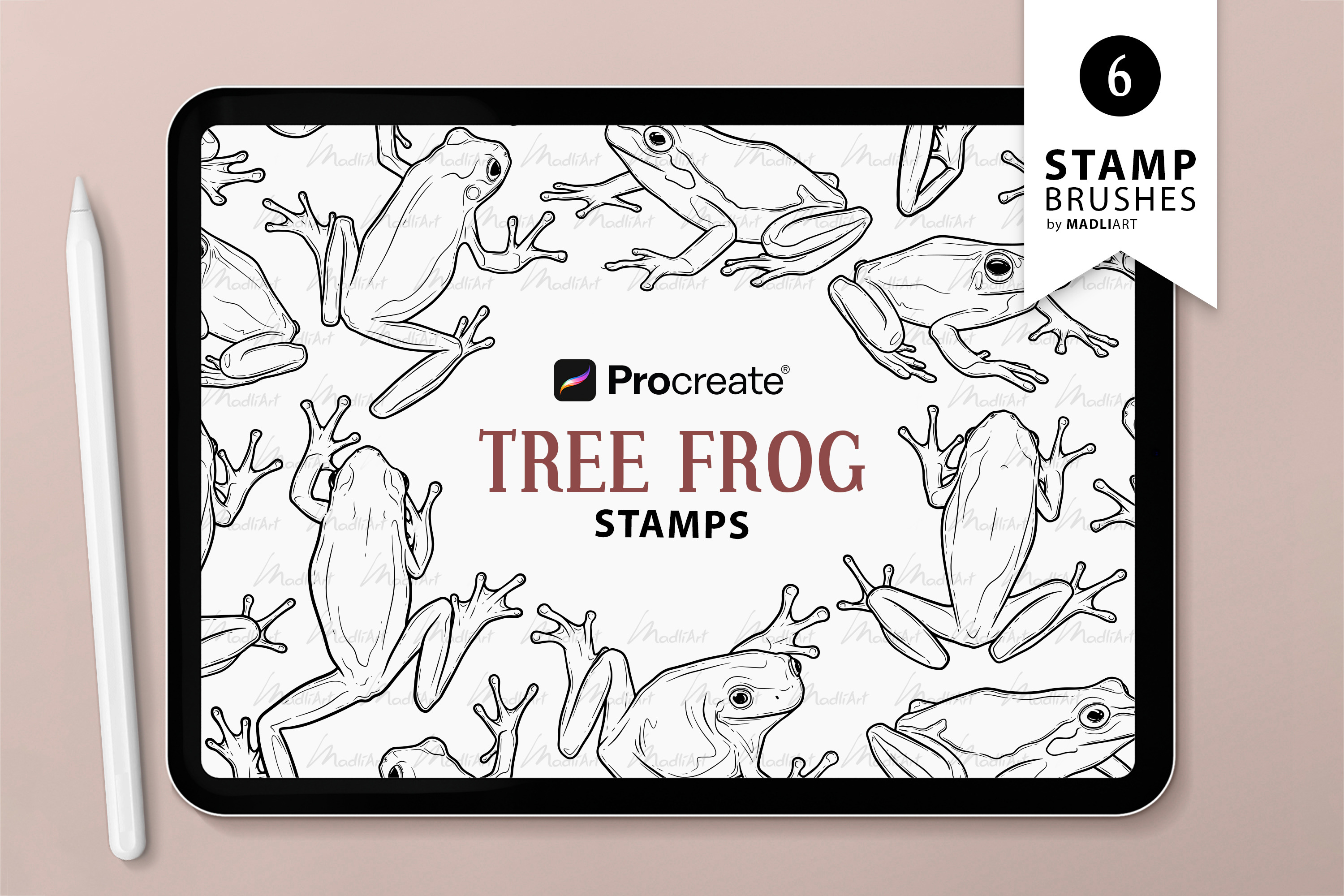 Tree Frog Procreate Brush Stamps, a Shape Add-On by MadliArt