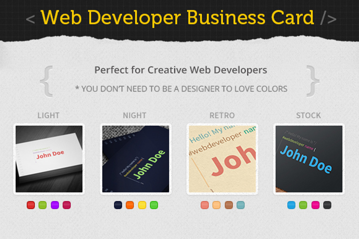 Web Developer Business Card, a Business Card Template by Punct Supply
