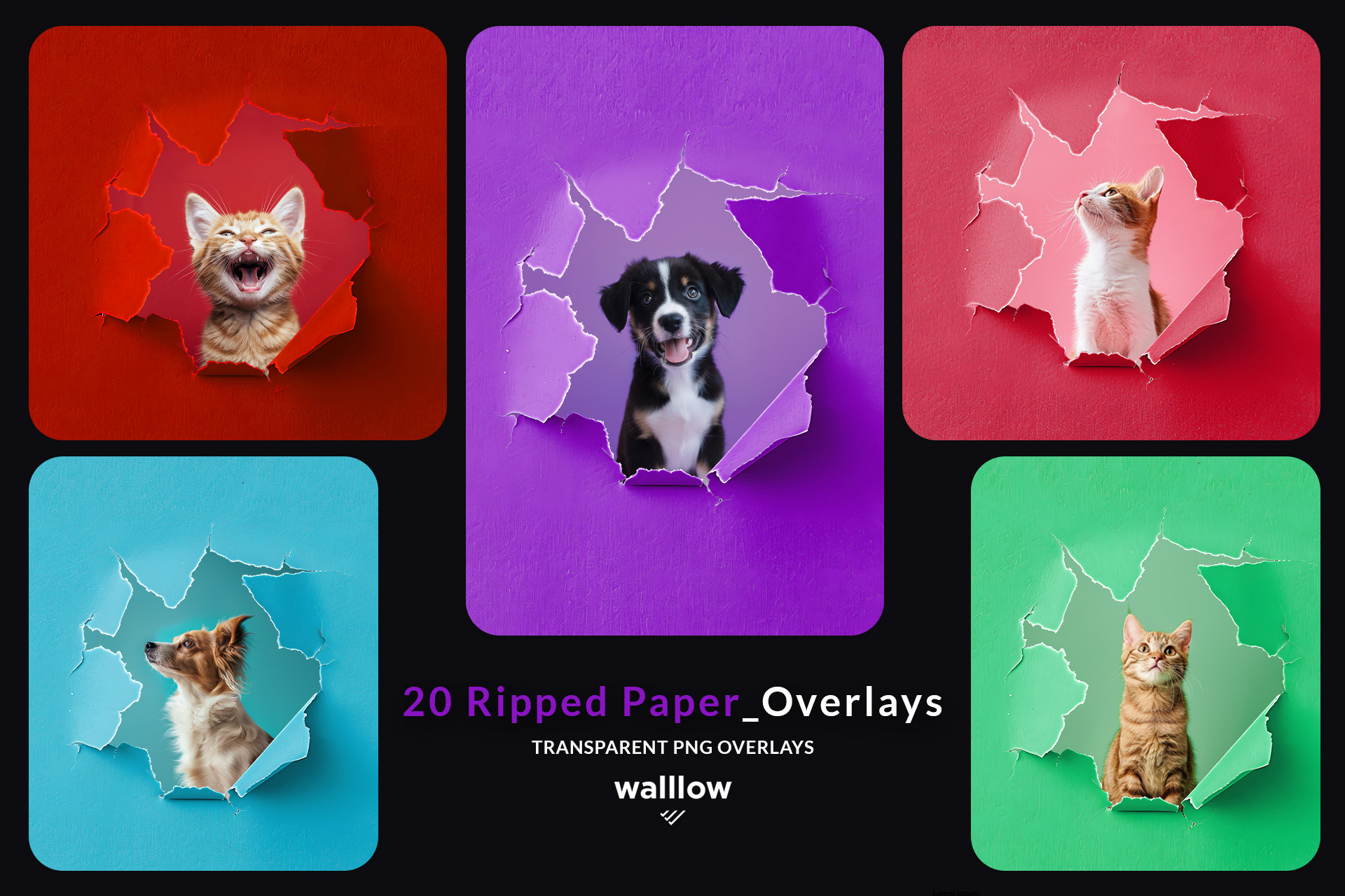 Ripped paper png photoshop overlays, a Layer Style Add-On by Walllow ...
