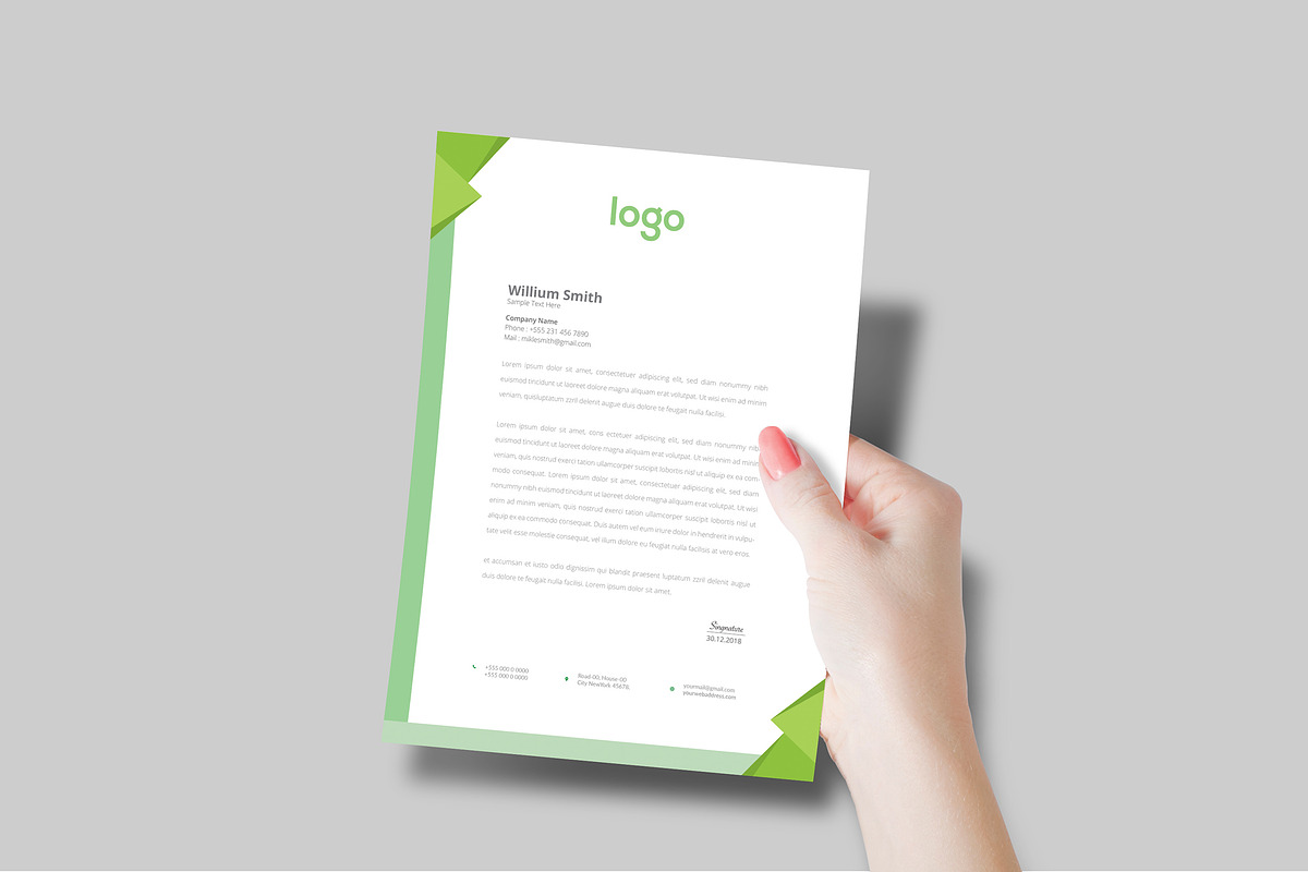 Green Letterhead Design Template, a Stationery Template by ZAAS