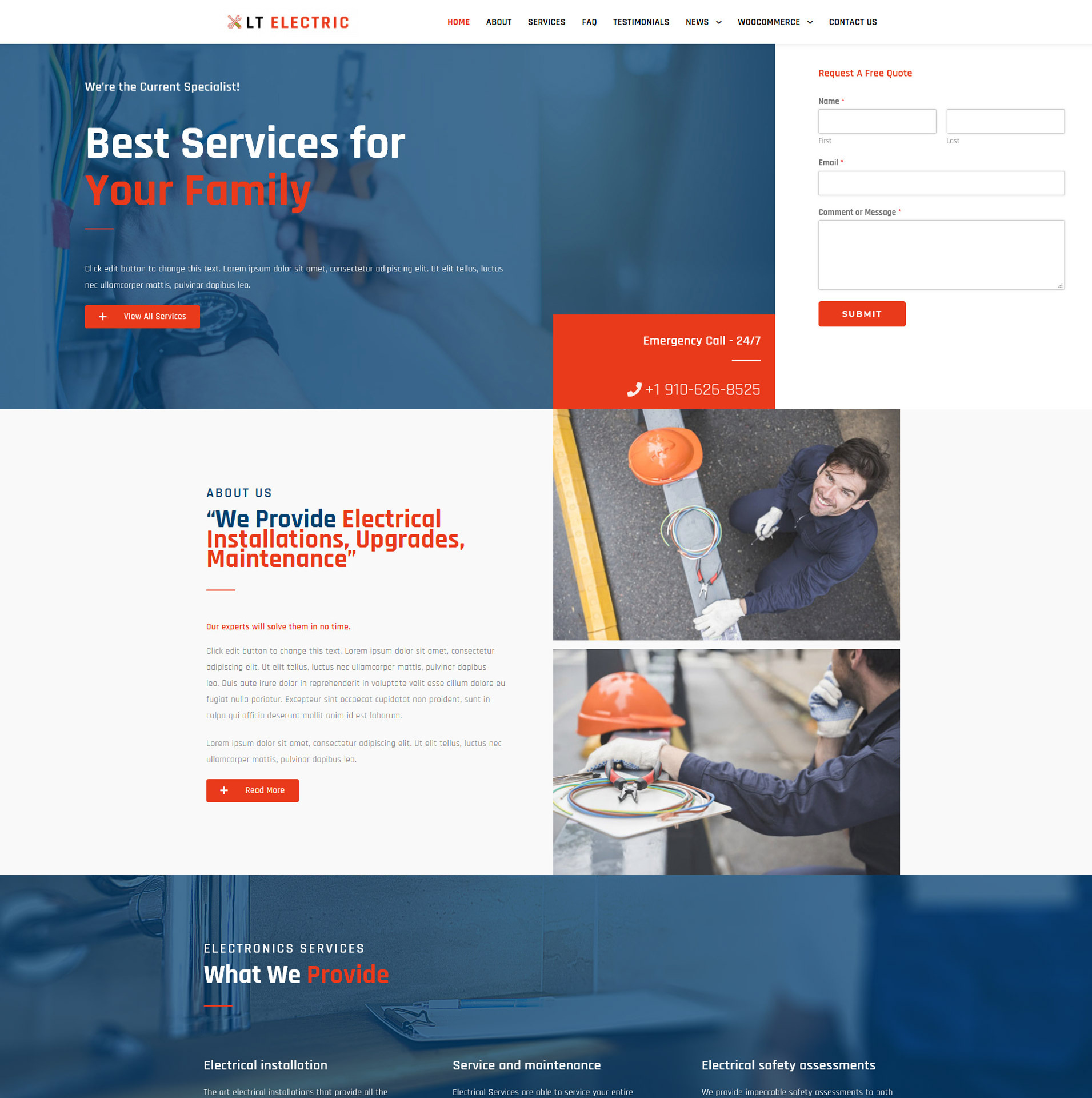 LT Electric Onepage WordPress, a WordPress Template by LTheme