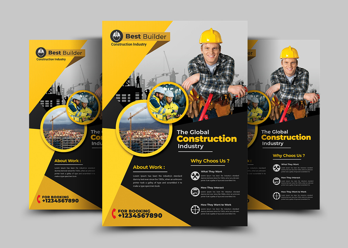 Construction Flyer, a Flyer Template by AfzaalGraphics