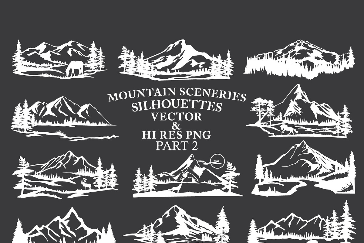 Mountain Sceneries Vector Pack 2, an Animal Illustration by Seaquint
