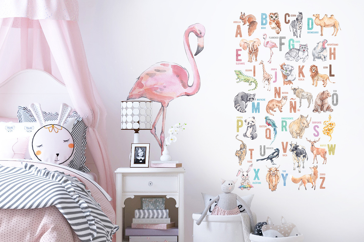 Spanish alphabet with Animals, an Animal Illustration by VerAna