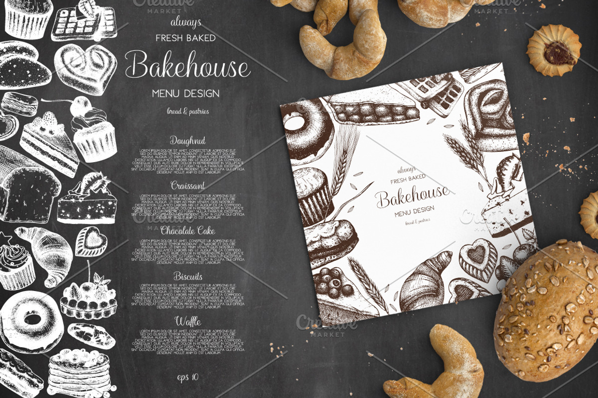 Bakery Menu Design, a Food Illustration by Yevheniia