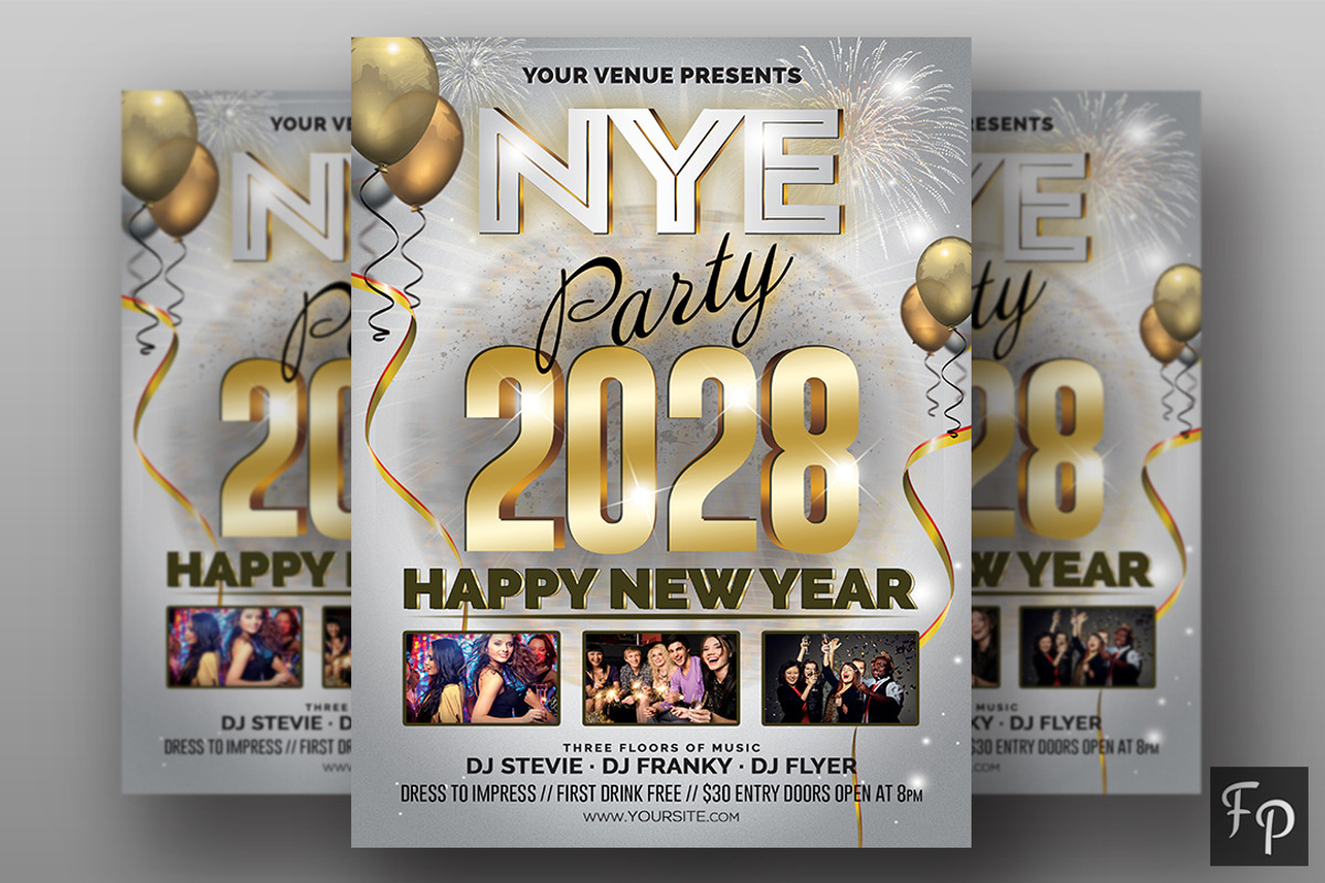 NYE Party Flyer Template, a Flyer Template by FlyerPig