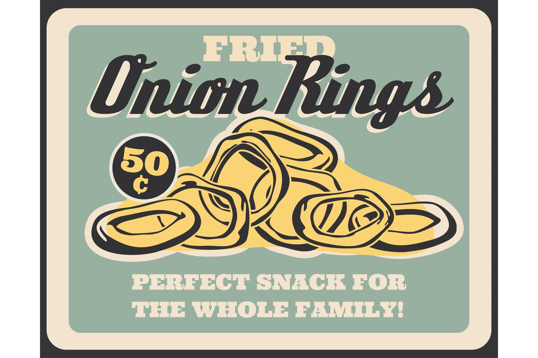 Fried crispy onion rings, vector | Food Illustrations ~ Creative Market