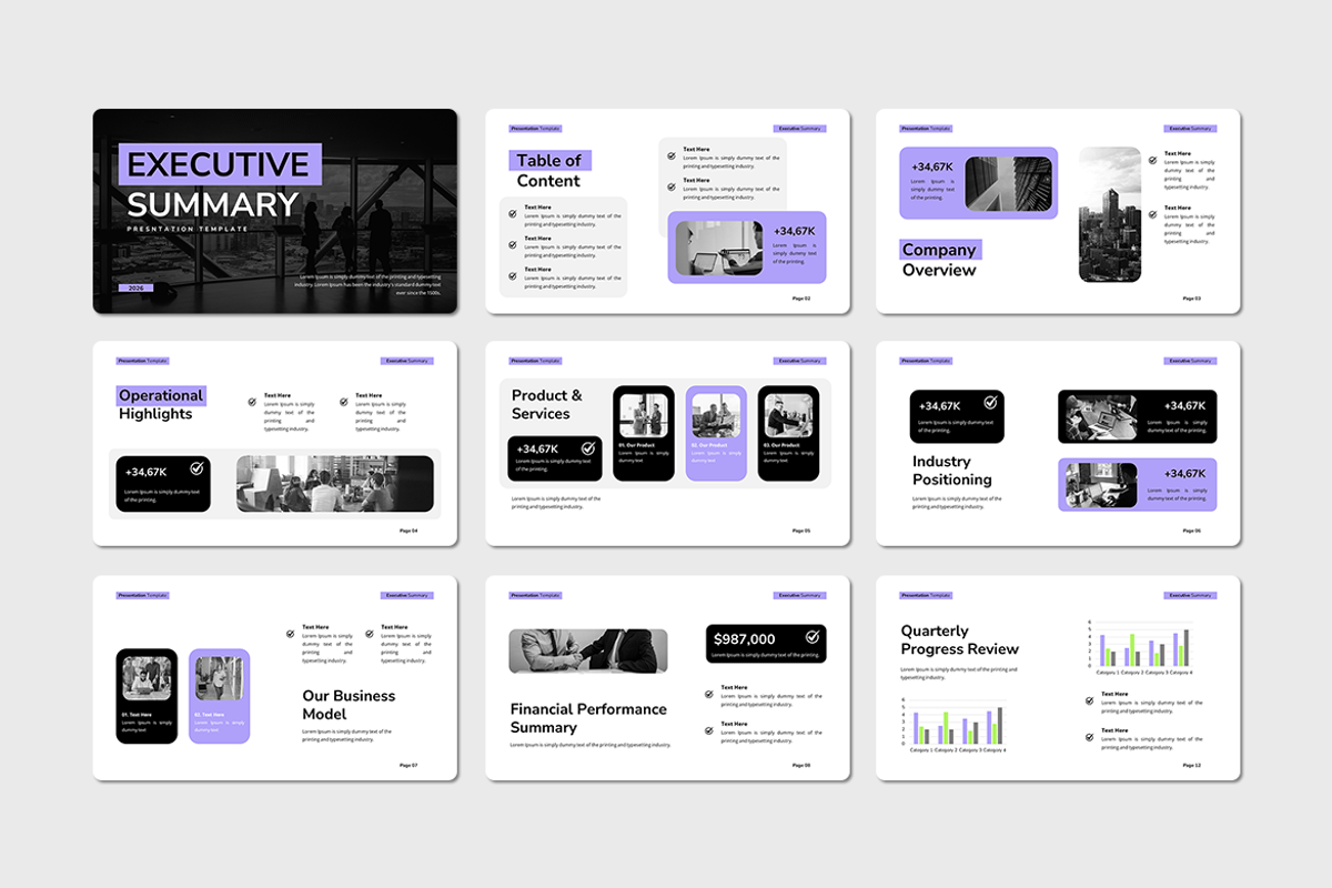Executive Summary - PowerPoint, a Presentation Template by QR Design Studio