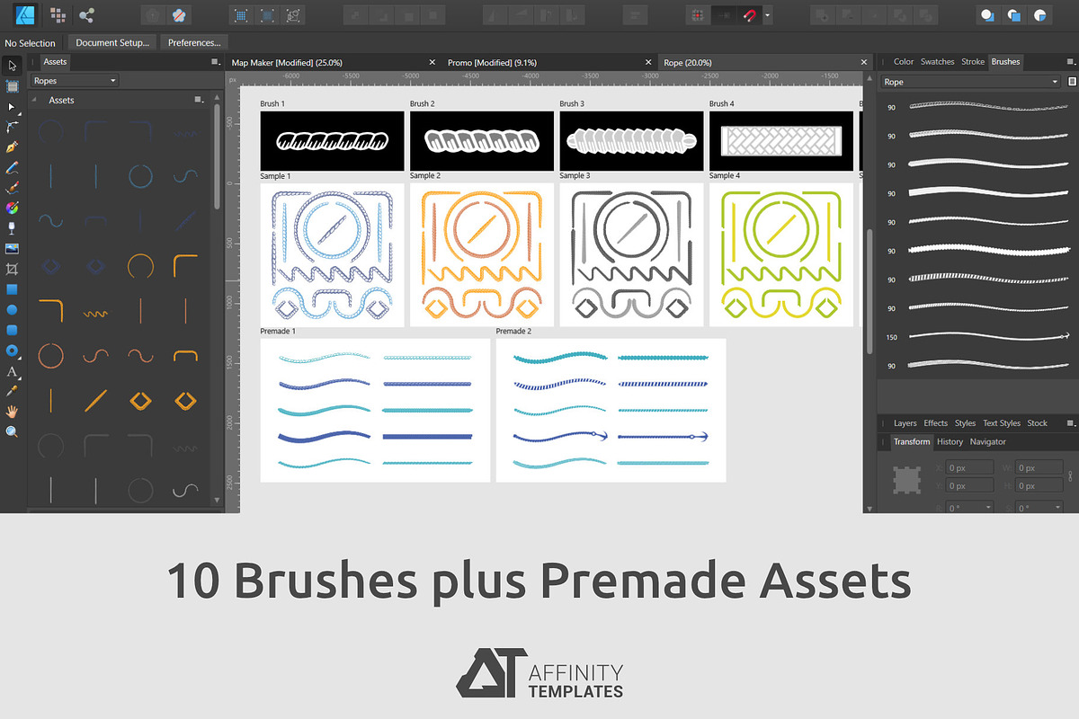 Ropes Brush Pack for Affinity Apps, a Brush Add-On by Affinity Templates