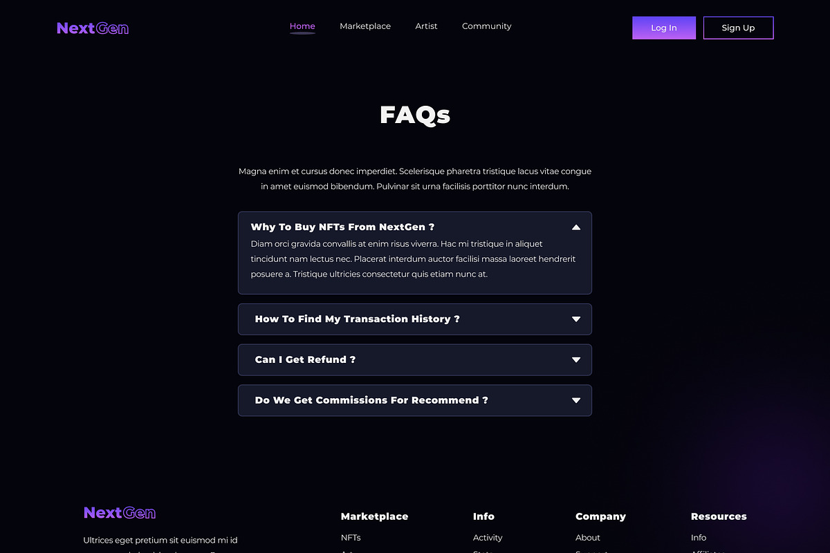 NextGen NFT Marketplace Figma Template