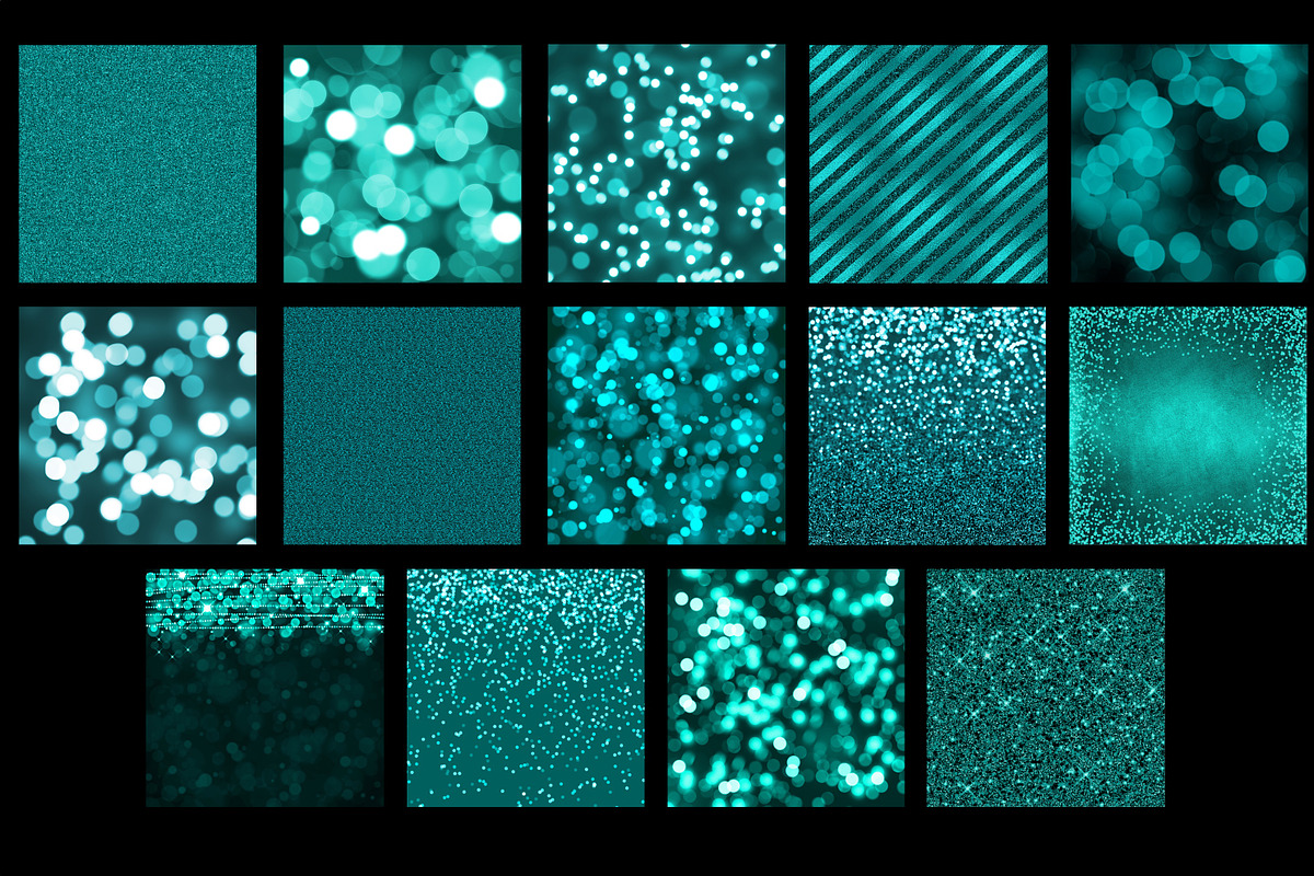 Teal glitter and bokeh, a Pattern Graphic by Paper Farms