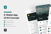 Hawkin_E-Wallet App UI Kit, an UI Kit Template by iDoodle Studio