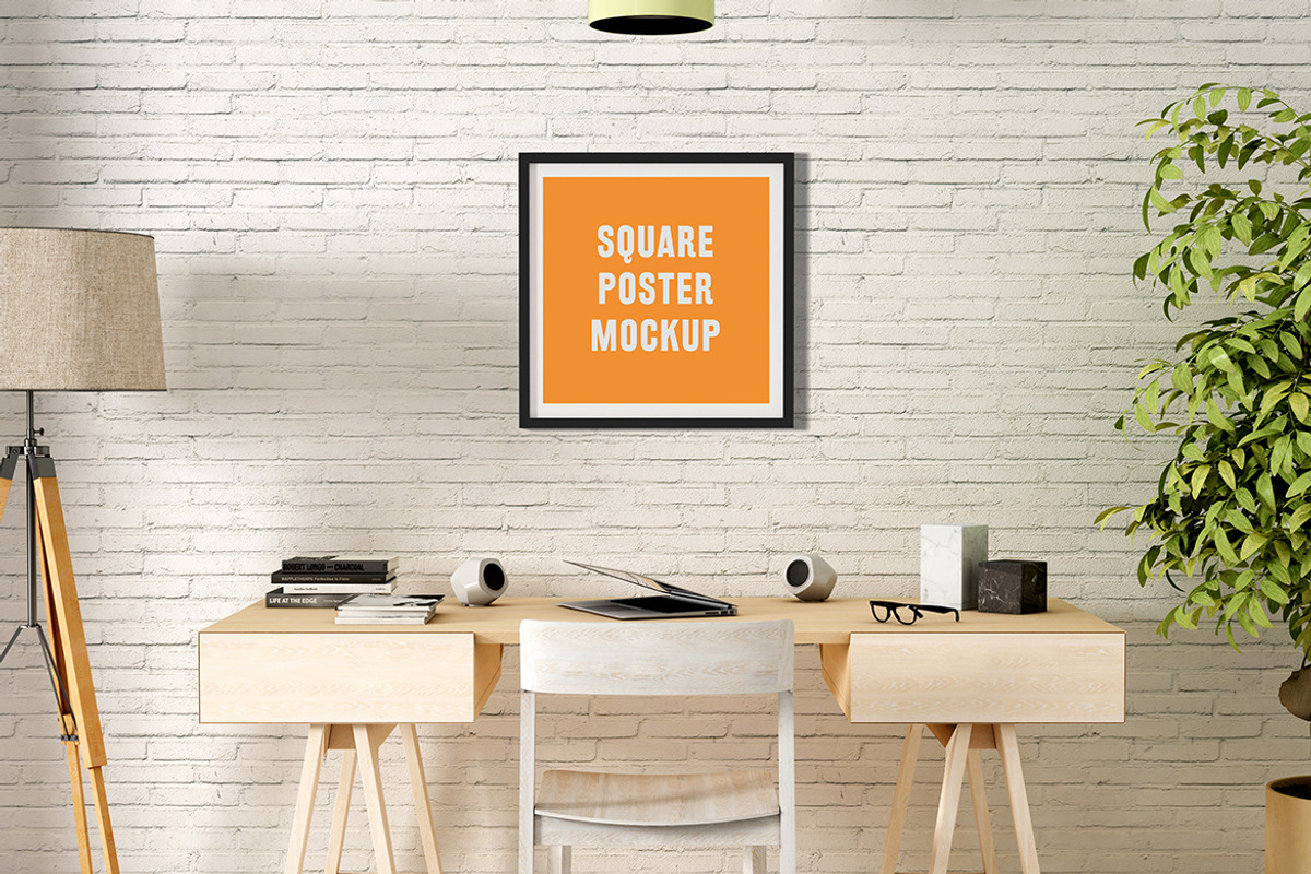 Square Poster Mock-Up, a Print Template by professorinc