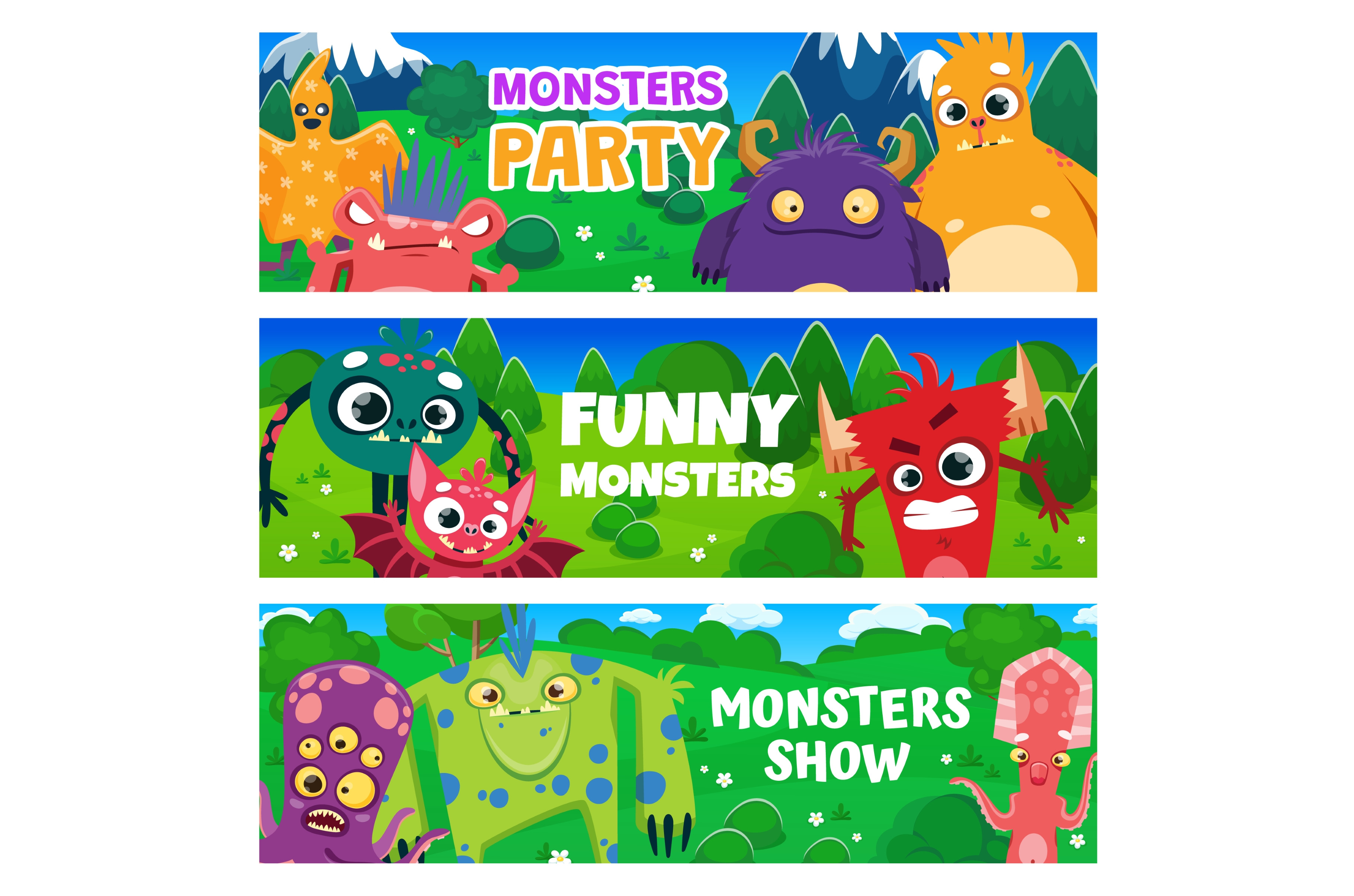 Funny cartoon monster characters, an Animal Illustration by Vector ...