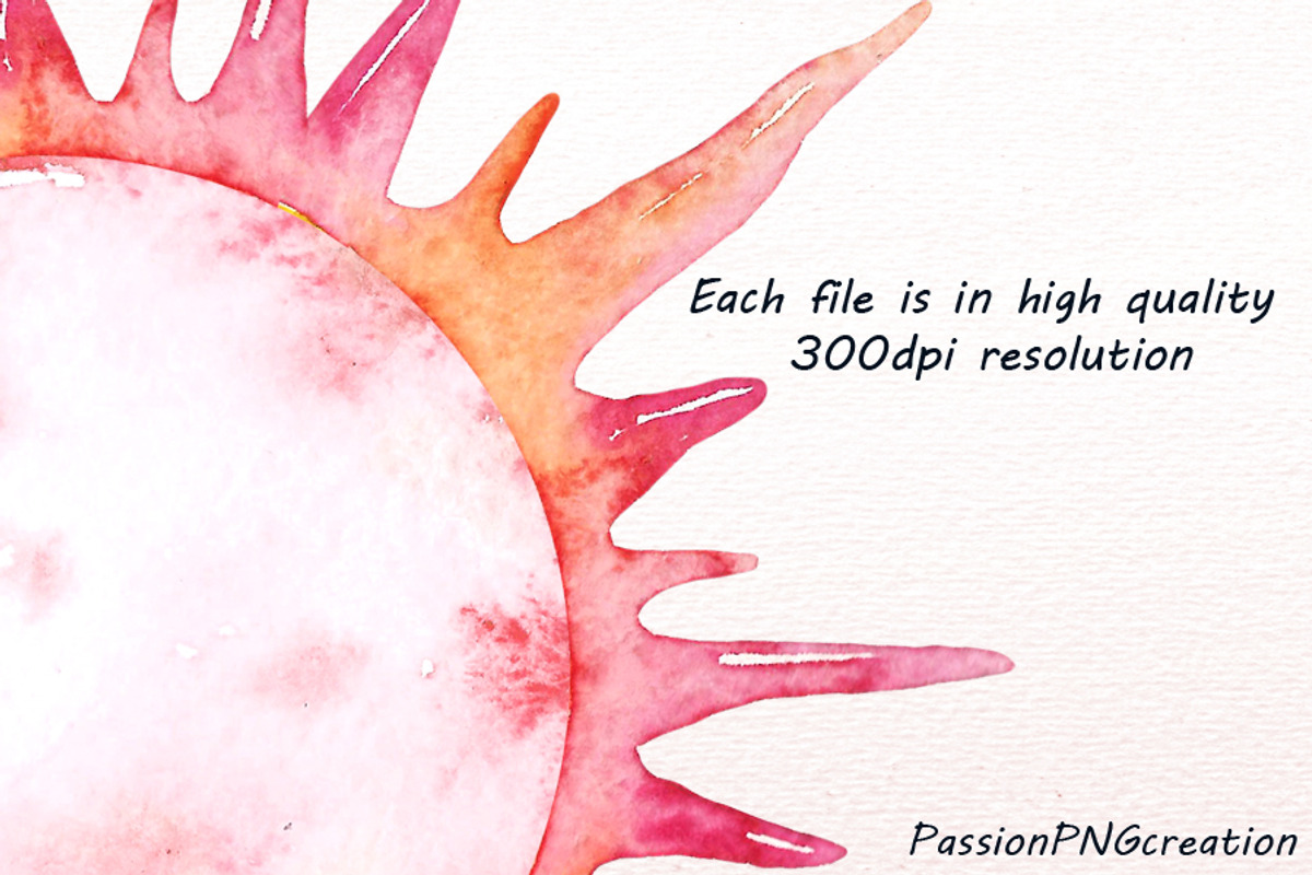 Watercolor Sun, Moon Clipart, an Illustration by PassionPNGcreation