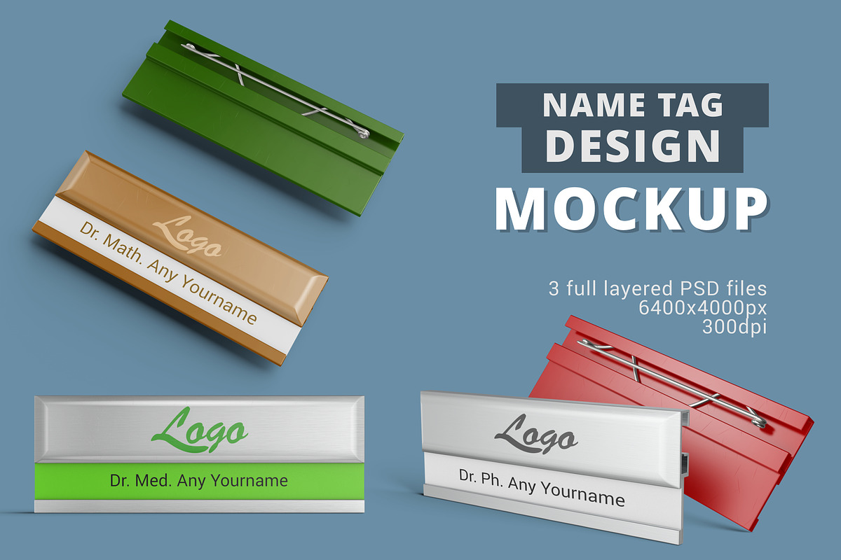 Name Tag Design Mockup, an Advertising Mockup by Digitalphaser