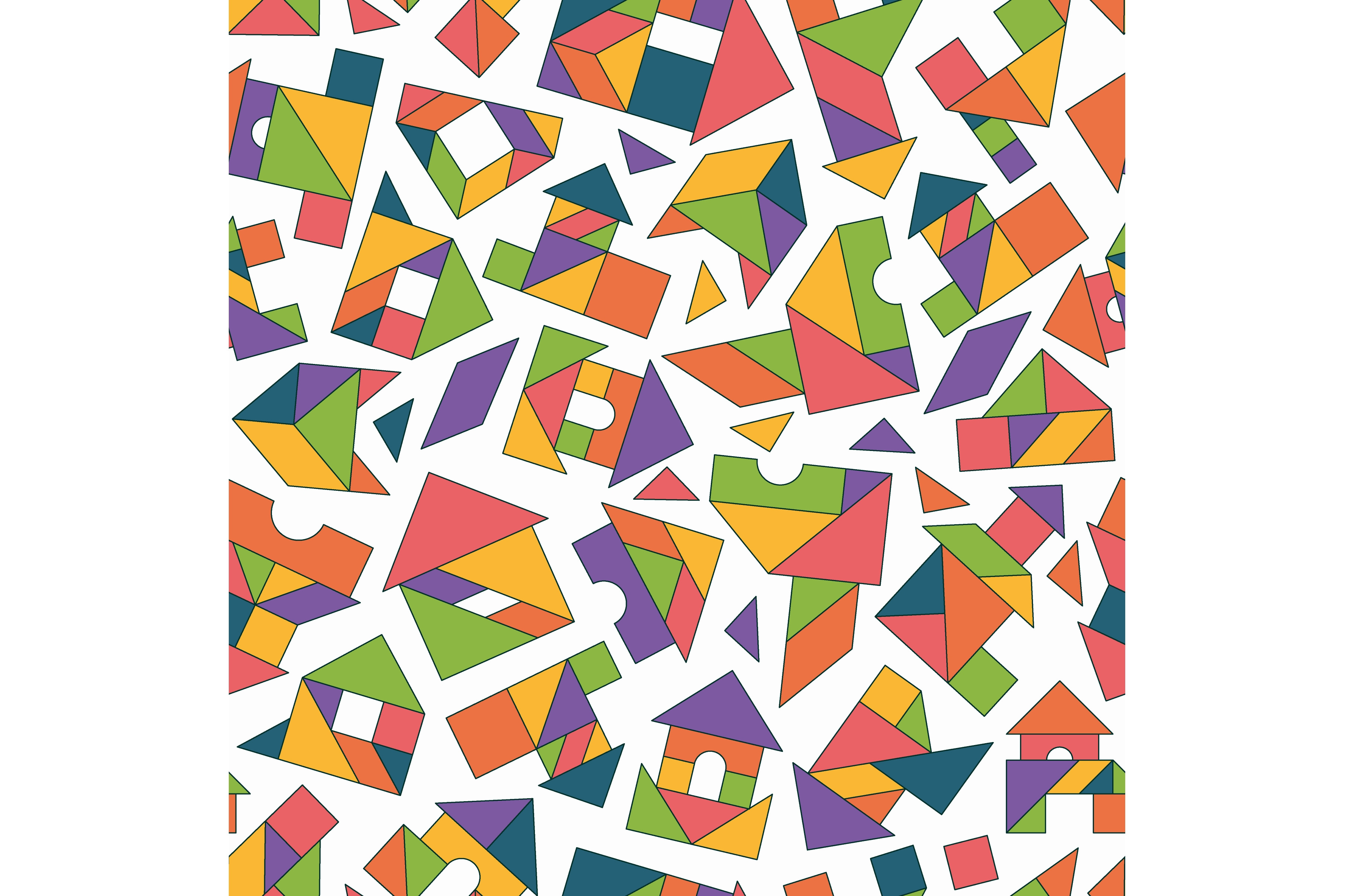 Tangram pattern. Seamless background, a Background Graphic by Onyx
