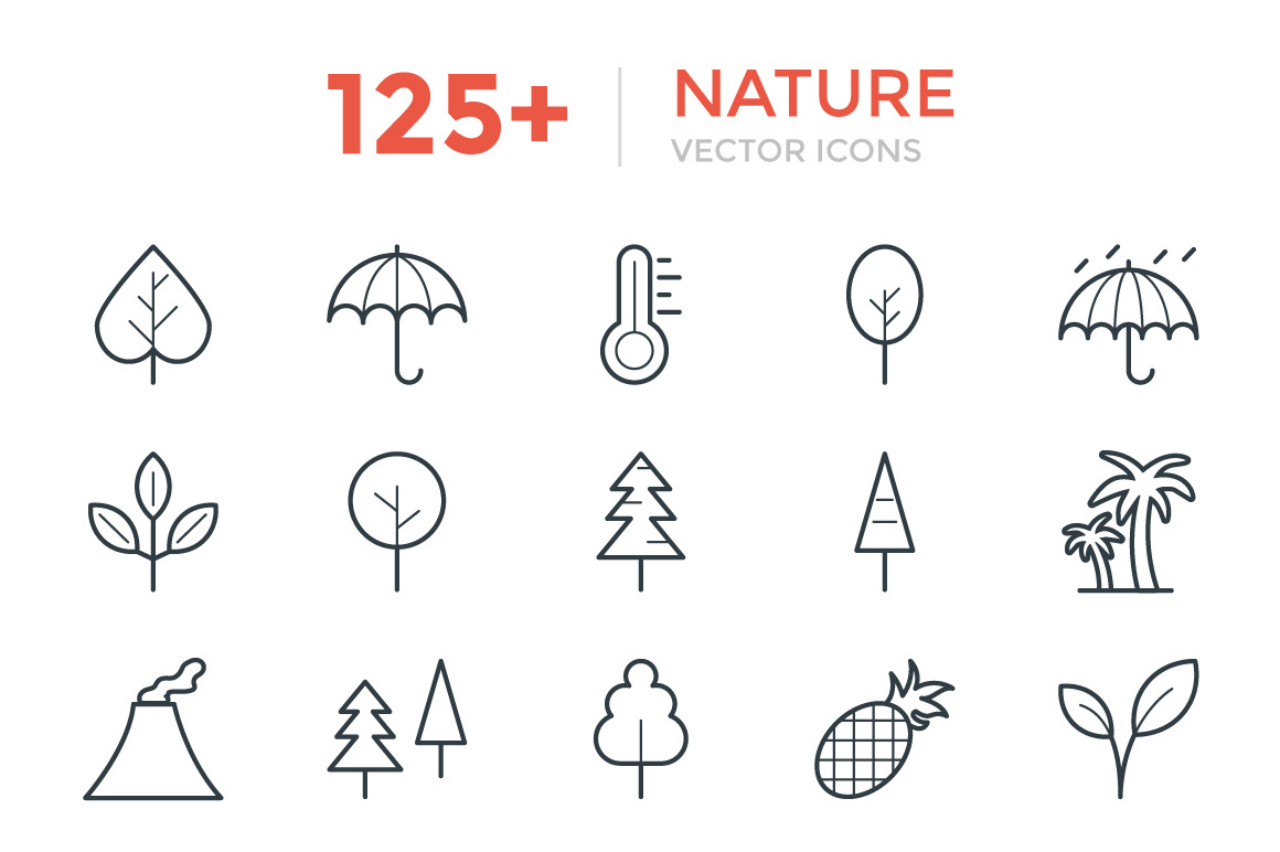 125+ Nature Vector Icons, an Outline Icon by Vectors Market