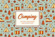 Camping pattern, card & elements set, a Pattern Graphic by tetiana.svirska