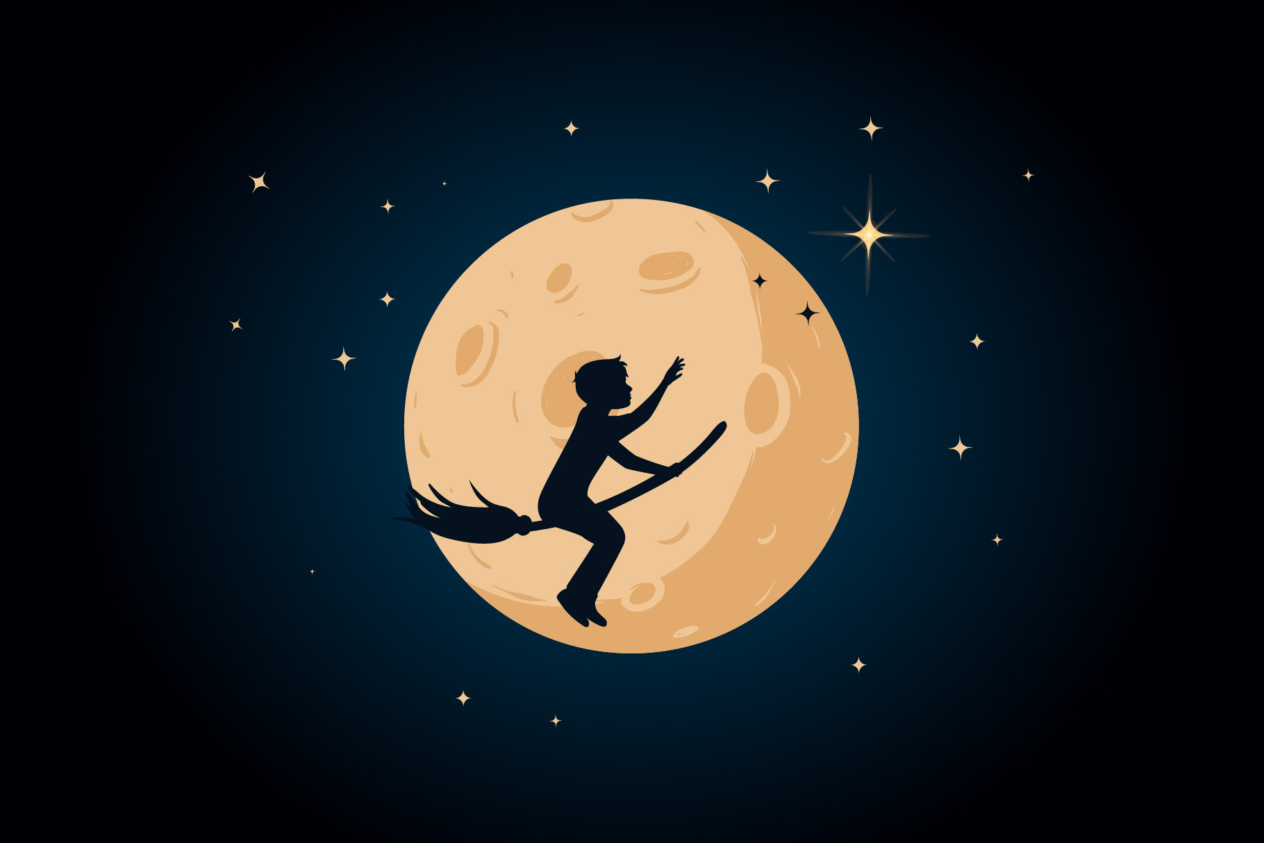 Kid Flying To The Moon Illustration, a Person Illustration by zdson