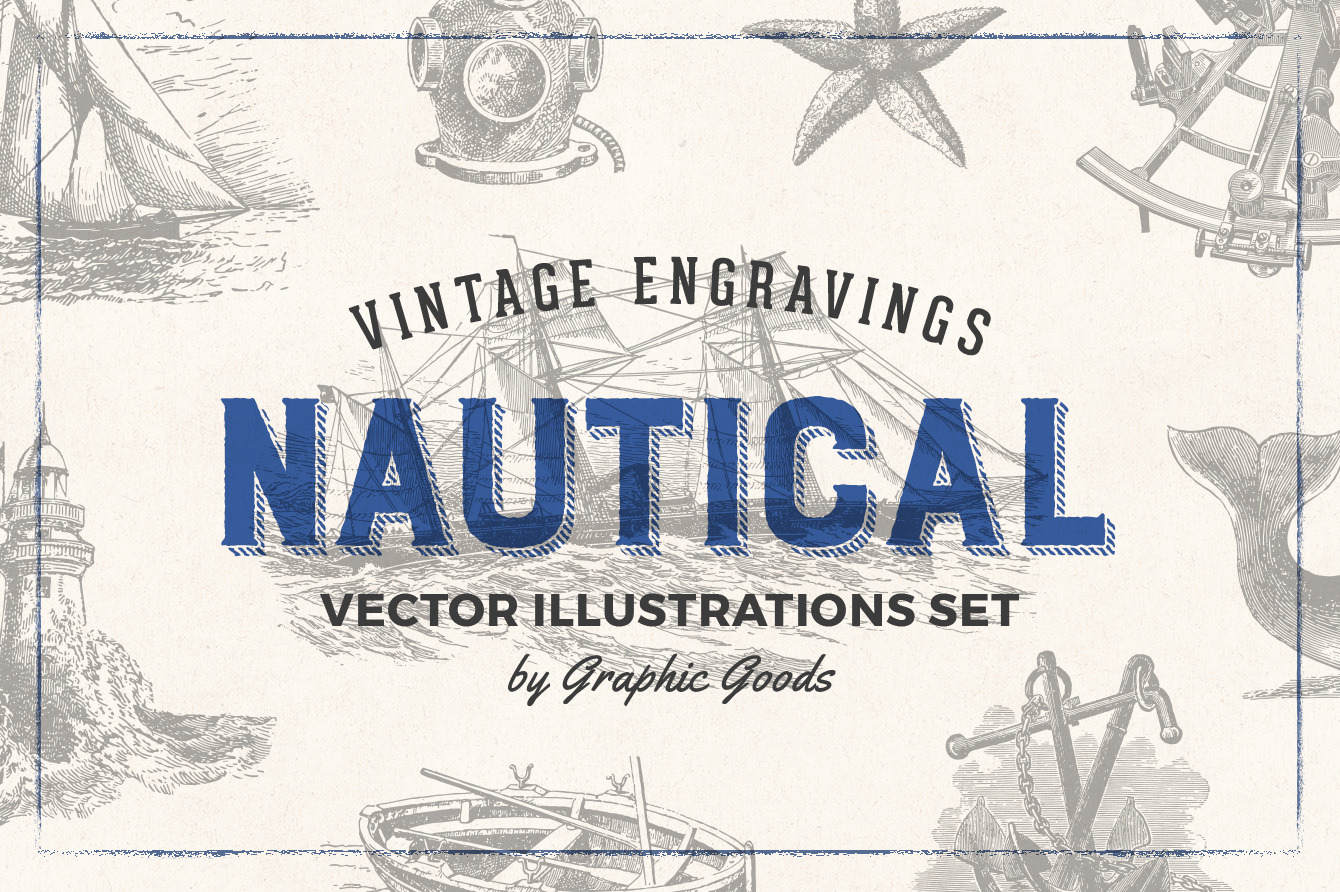 Nautical Engraving Illustrations, an Illustration by Graphic Goods