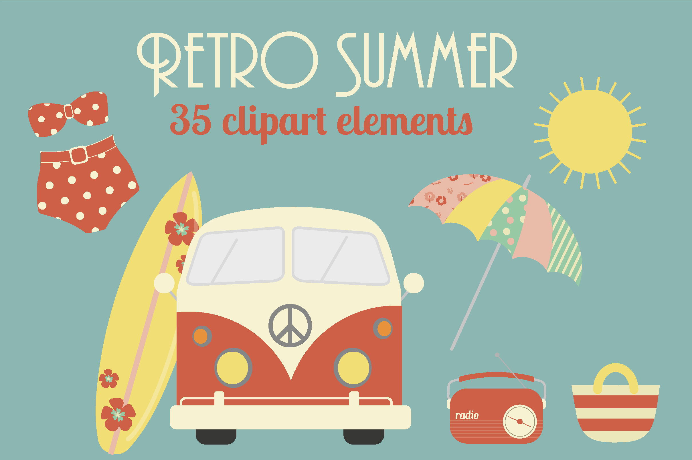 Retro Summer, a Food Illustration by Poppymoondesign
