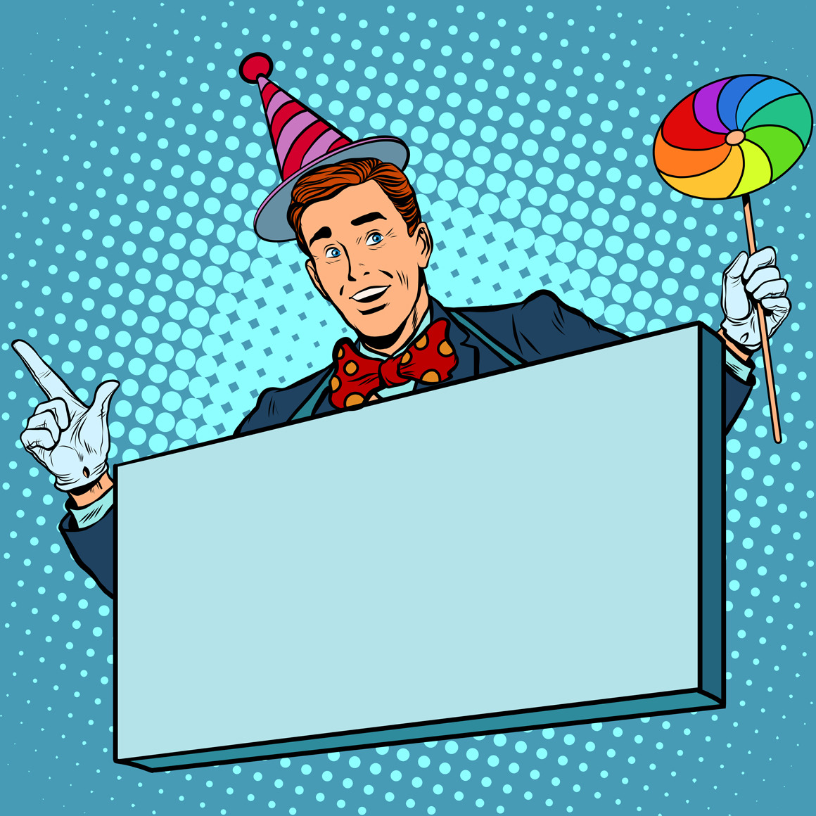 Circus poster clown promoter, a Person Illustration by studiostoks